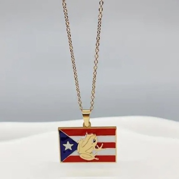 Hand Crafted | Jewelry | New Gold Puerto Rico Flag With Coqui Frog Gold ...